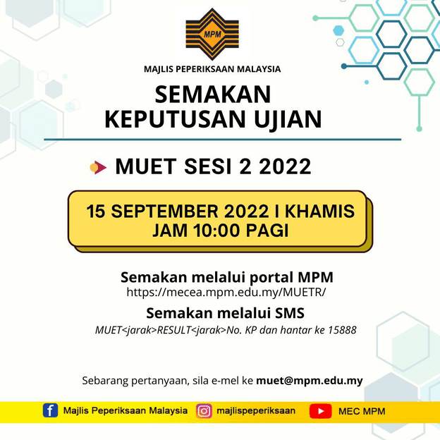 Semakan Keputusan MUET Sesi 2 2023 Online Dan SMS