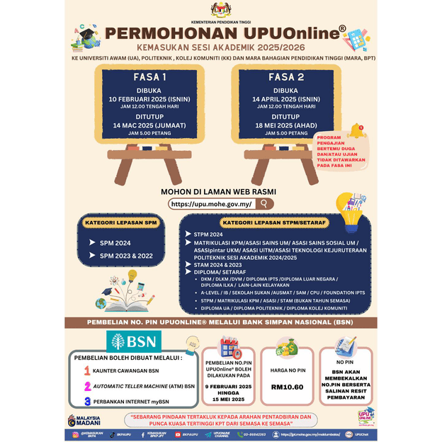 Tarikh Pembelian No Pin UPU 2025 Di BSN - Info UPU