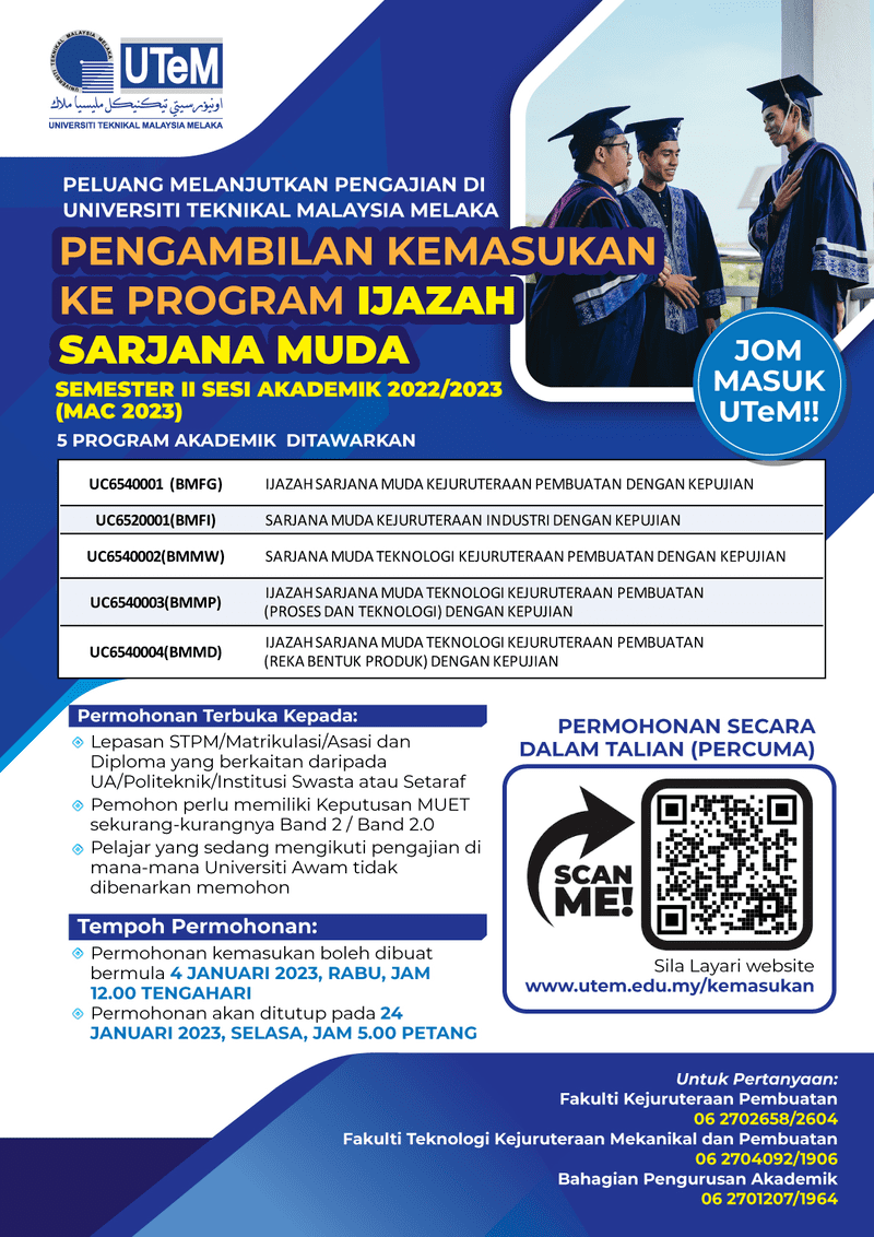 Permohonan UTEM Mac 2023 Ambilan Kedua (Second Intake)