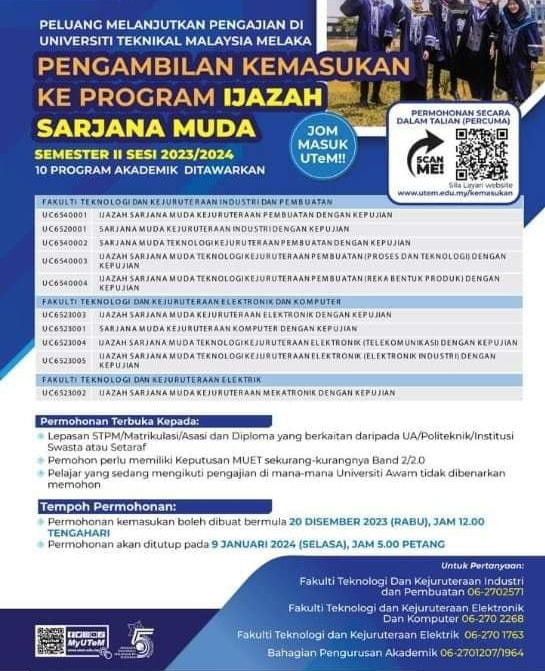 Permohonan UTEM Mac 2025 Ambilan Kedua (Second Intake)