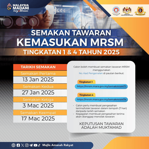 Permohonan MRSM 2025 Kemasukan Ke Tingkatan 1 & 4 - Info UPU